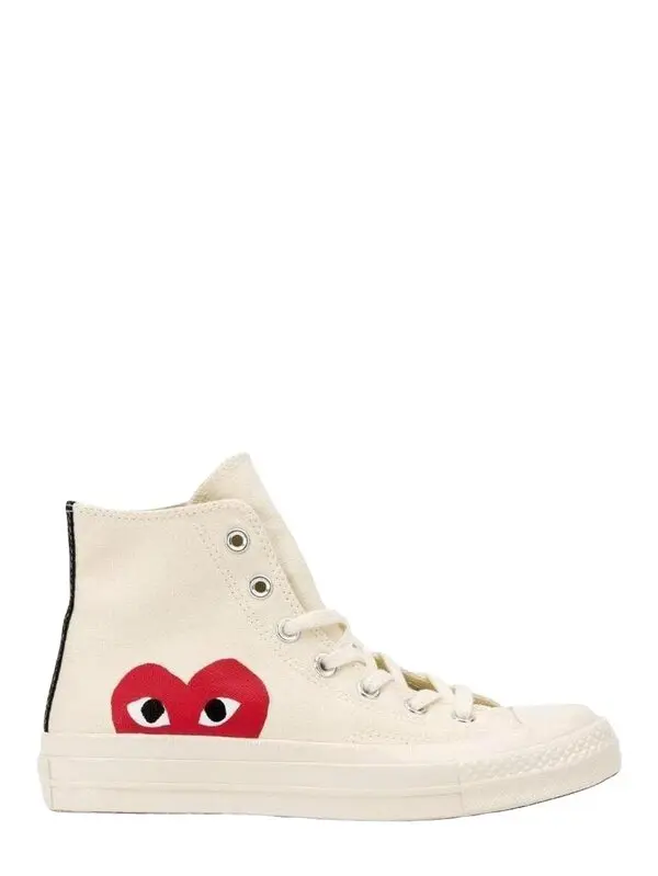 Play Comme Des Garcon Lace-up High-top Sneakers - White