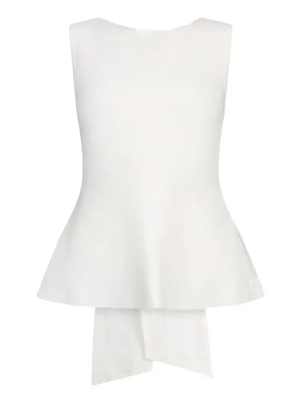 Liu Jo Round Neck Poplin Top With Back Bow Detail - White Wool