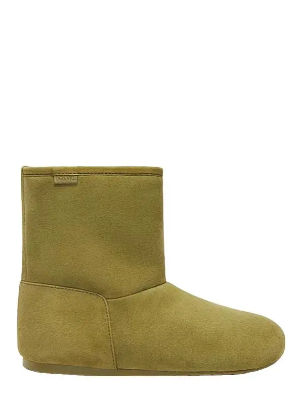 Loewe Suede And Shearling Lago Boots - Olive