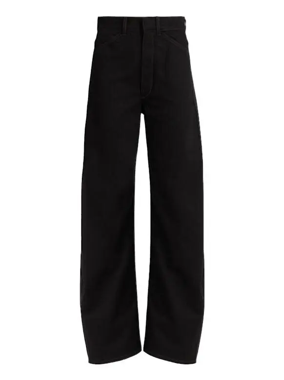 LEMAIRE High Waist Curved Cotton Pants - Black