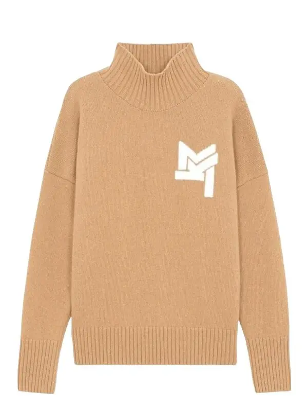 Maison Kitsuné High-necked Wool Pullover With Inlaid Logo - Nude