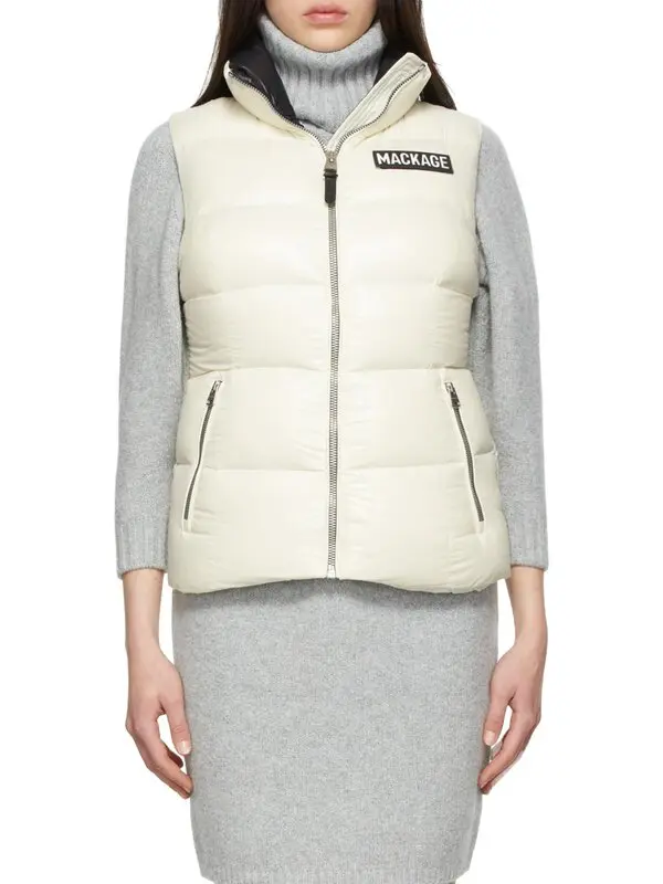 Mackage Logo Quilted Down Vest - Gray