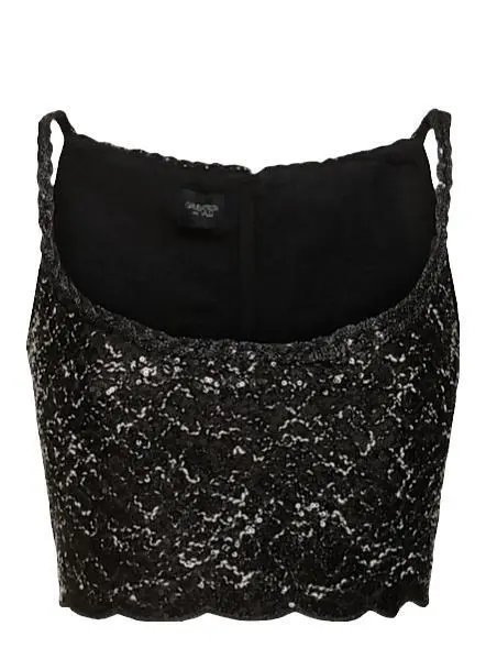 Giambattista Valli Sequined Tweed Crop Top - Black