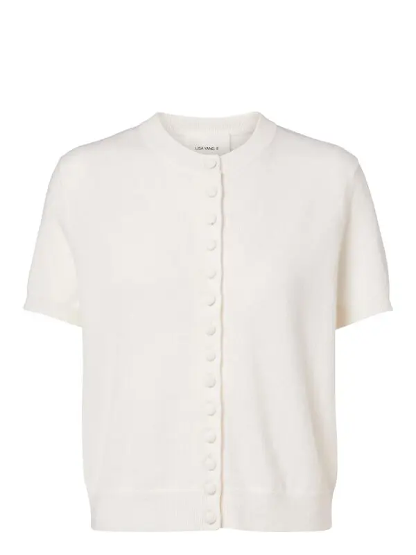 LISA YANG Short-sleeved Knitted Cardigan - White
