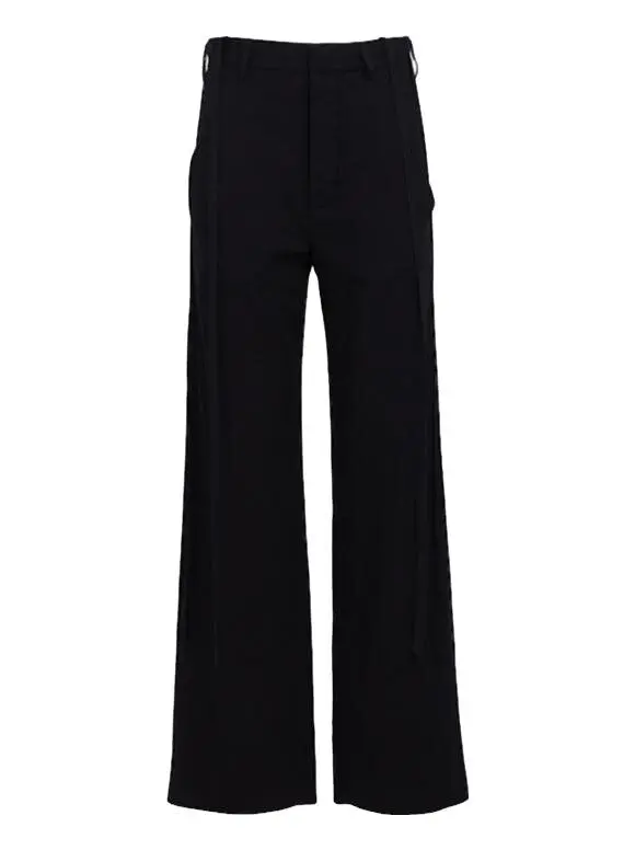 ANN DEMEULEMEESTER Wide Leg Cotton Pants - Black