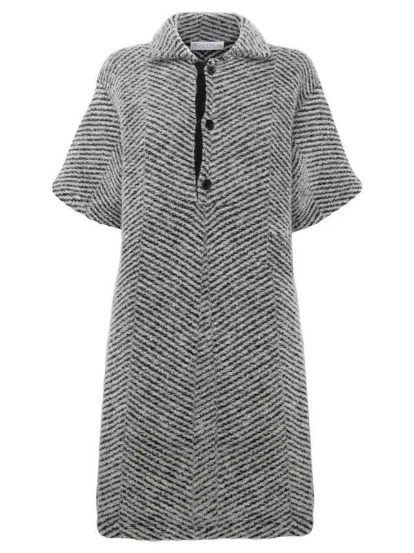 J.W.ANDERSON Logo-plaque Knit Polo Dress - White/black