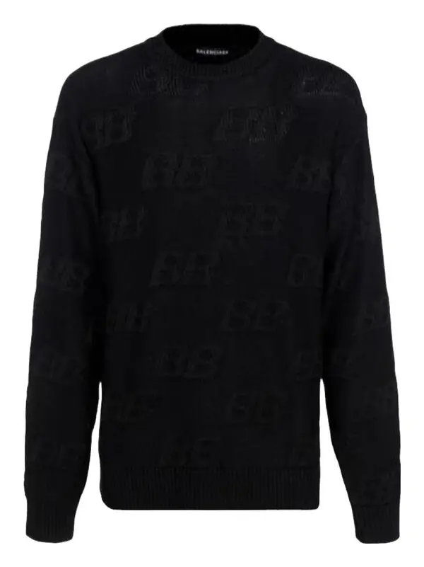 Balenciaga Bb Jacquard Sweater - Black