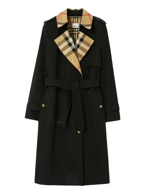 Burberry Belted Trench Coat With Signature Lining - Black