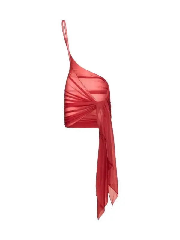 MUGLER One-shoulder Wrap Skirt - Red