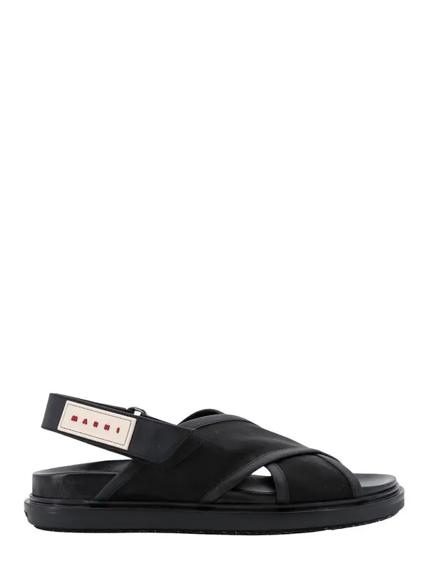 Marni Logo Patch Crossover Sandals - Black