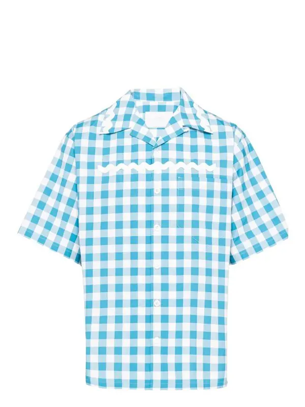 Prada Check Pattern Short Sleeved Shirt - Blue