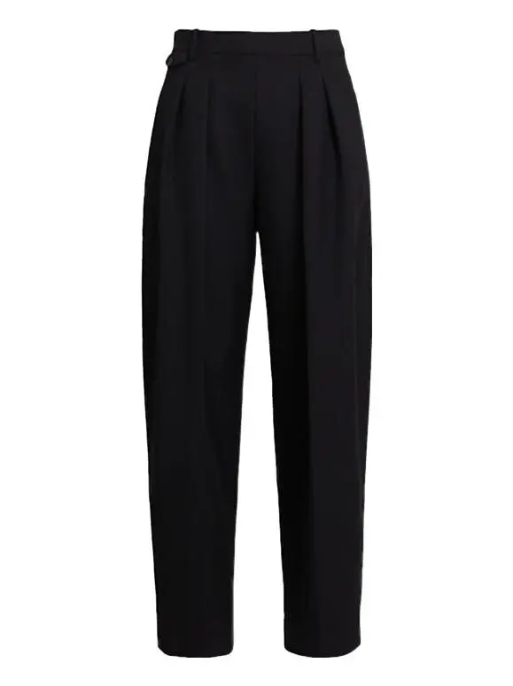 Khaite Dugan High Rise Wool Pants - Black