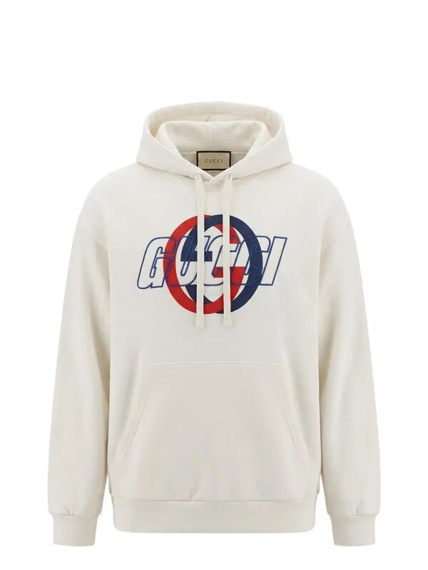 Gucci Logo Printed Drawstring Hoodie - Nude