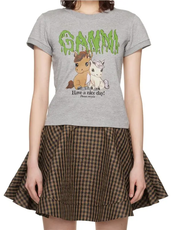GANNI Horse Print T-shirt - Multicolor