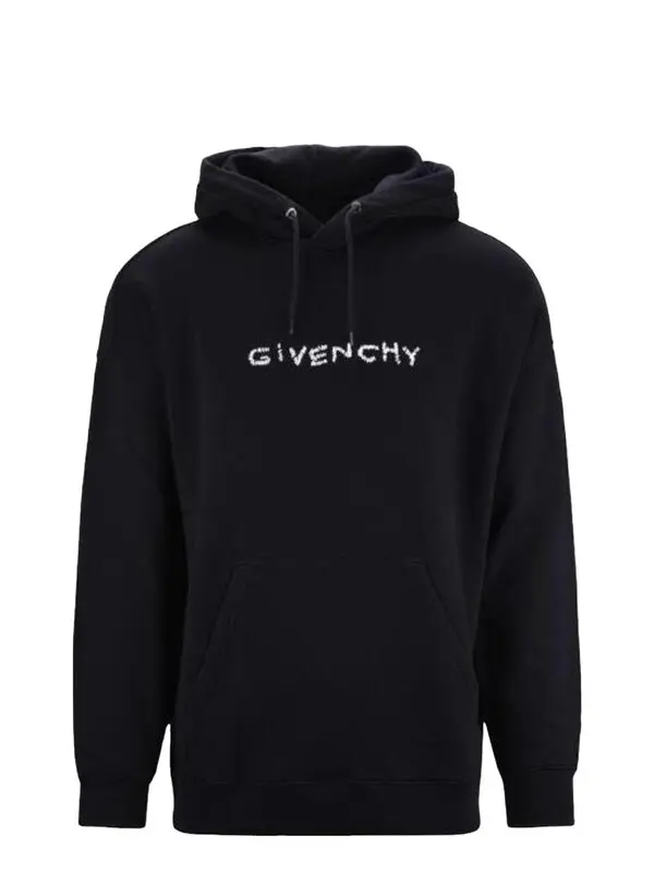 Givenchy Logo Embroidered Cotton Hoodie - Black