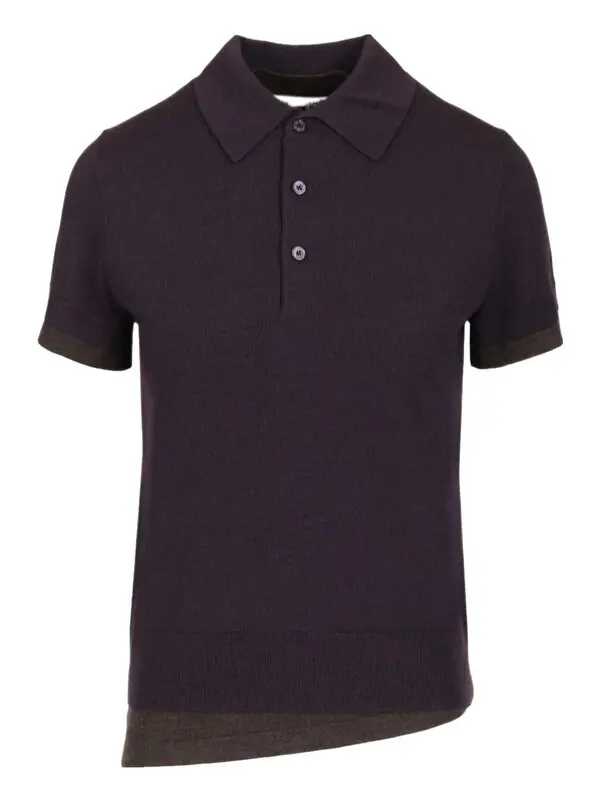 Acne Studios Knitted Polo Top With Contrasting Trim - Violet
