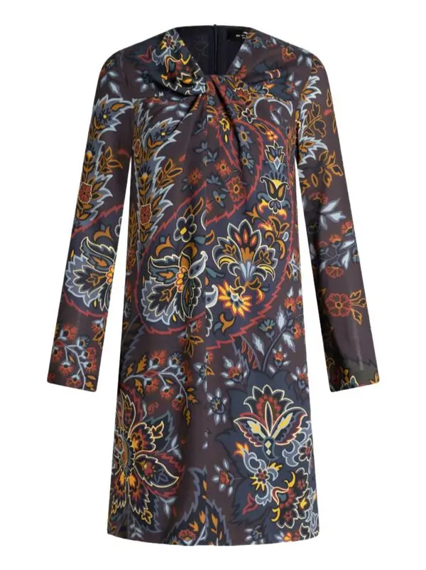 Etro Paisley Print V-neck Tunic Dress - Black
