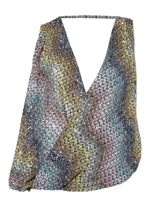 Missoni Draped Lurex Knit Top - Gray