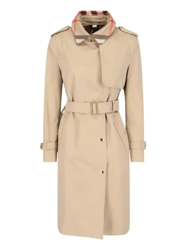 Burberry Belted Double-breasted Checked Trench Coat - Nude