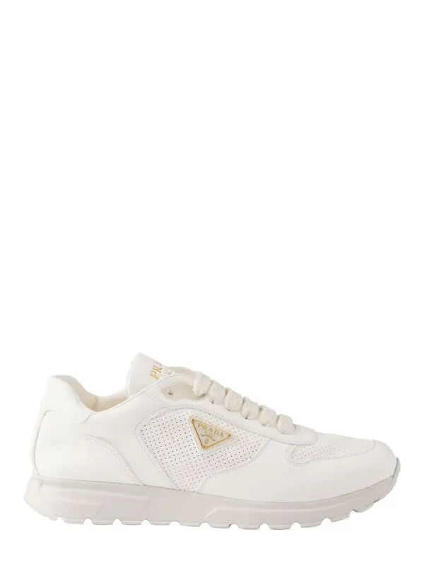 Prada Lace-up Round Toe Sneakers - Ivory