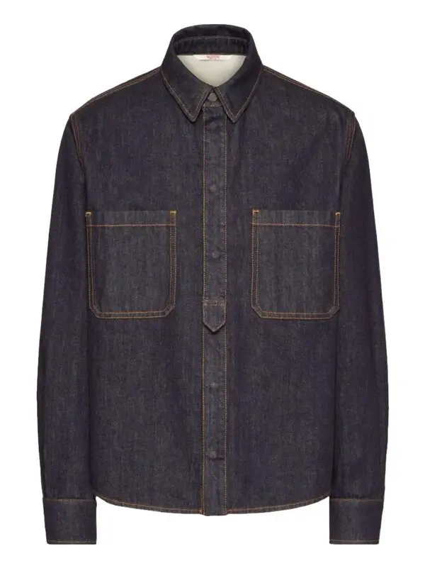 Valentino Garavani Logo-patch Denim Shirt - Black