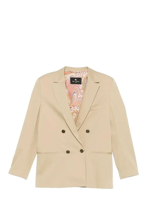 Etro Double Breasted Notched Lapel Blazer - Nude