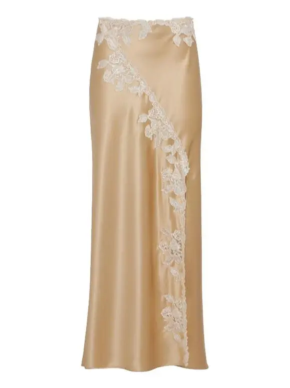 BY MALENE BIRGER Satin Lace Long Skirt - Nude