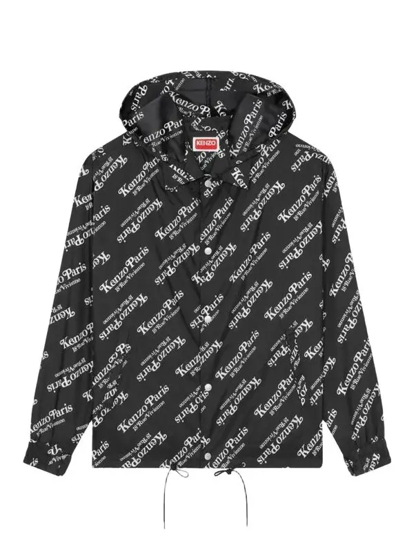 Kenzo All-over Logo Printed Windbreaker - Black