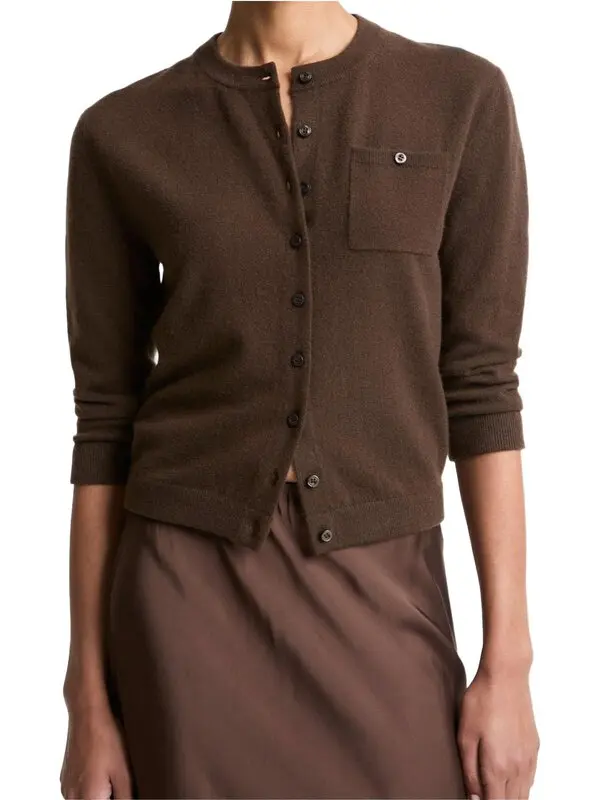 Vince Chest-pocket Button Cardigan - Brown