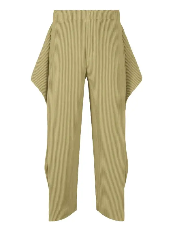 Issey Miyake Pleated Layered Trousers - Rock Green Ash