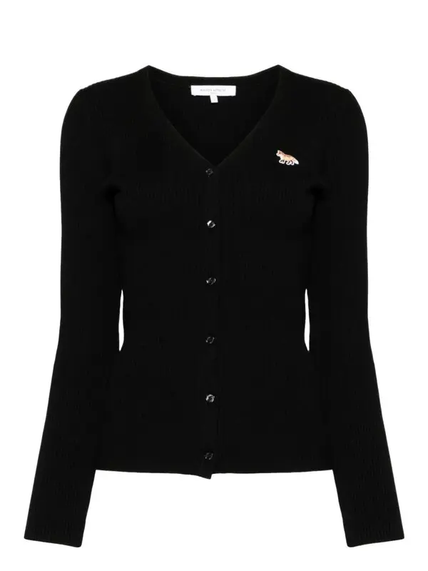Maison Kitsuné Baby Fox Patch Knit Cardigan - Black