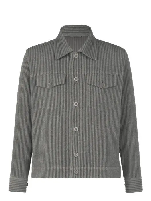 Issey Miyake Wool-like Shirt Jacket - Grey