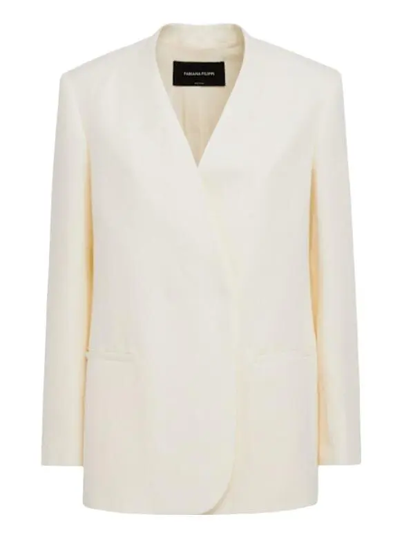 Fabiana Filippi Viscose And Linen Blend Jacket - White