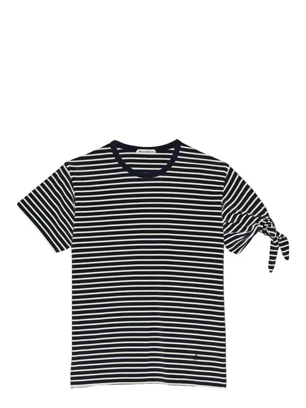 J.W.ANDERSON Jw Anderson Striped Knot Sleeved T-shirt - Black