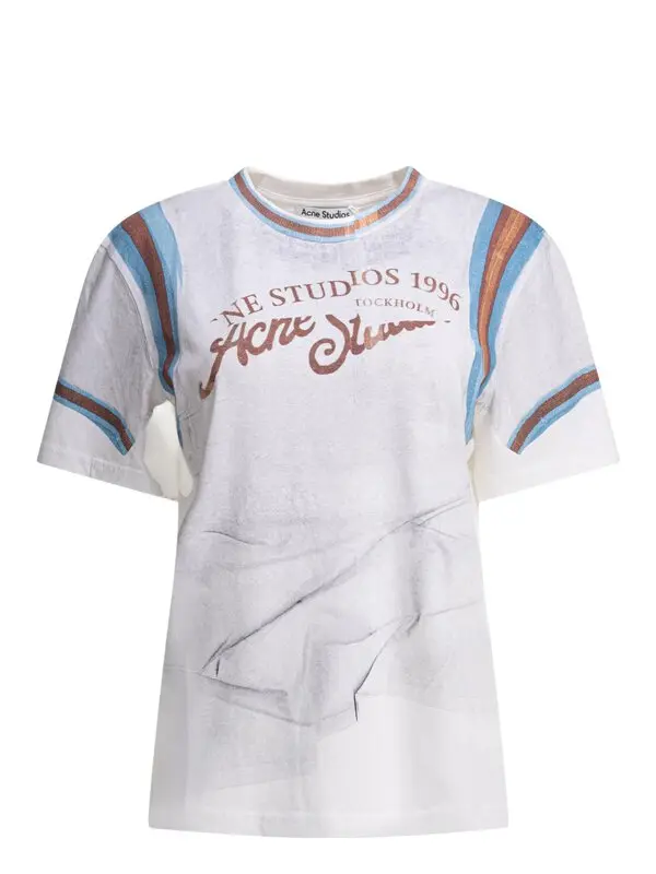 Acne Studios Logo Printed Crewneck T-shirt - White