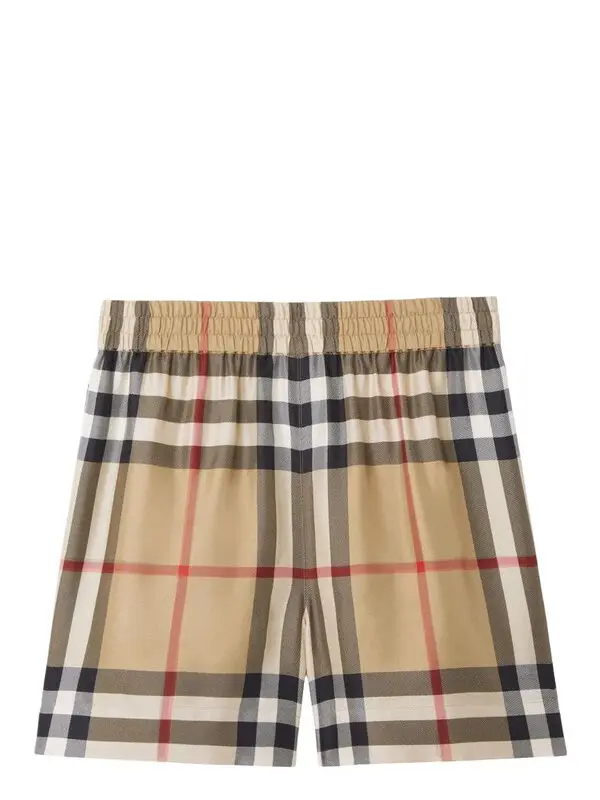 Burberry Plaid High-waisted Straight Leg Shorts - Collection Beige