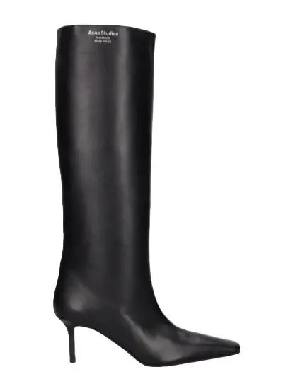 Acne Studios Logo High-heeled Knee-high Boots - Black
