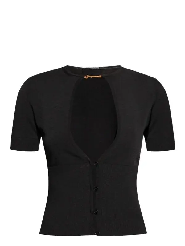 Jacquemus Le Haut Pralù Cropped Knit Top - Black