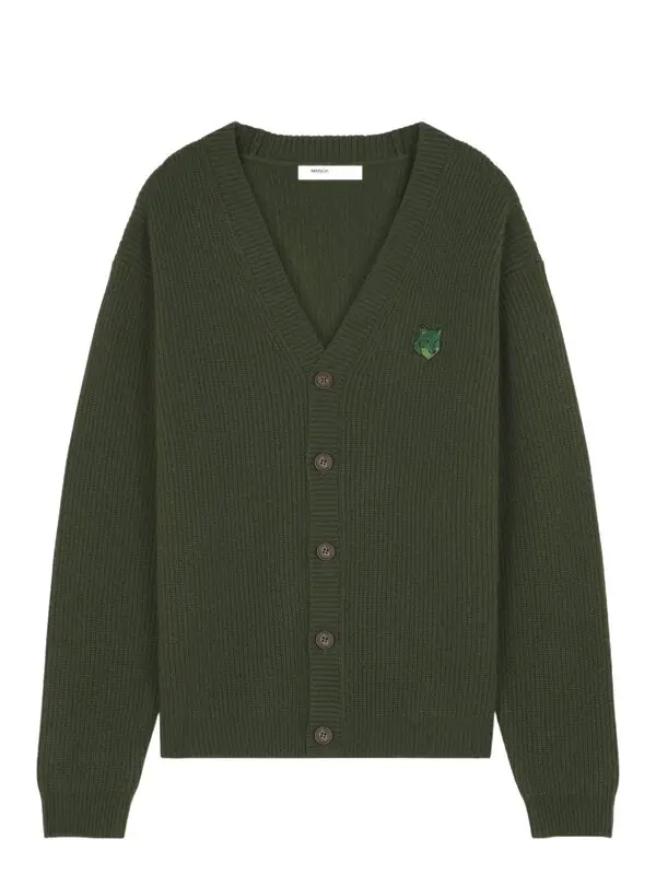 Maison Kitsuné Bold Fox Head Patch V-neck Cardigan - Ranger Green