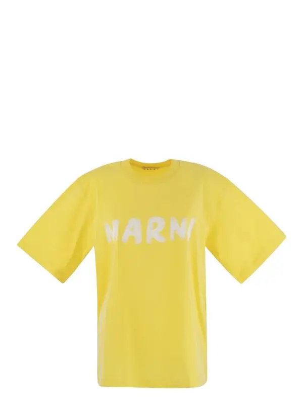 Marni Logo Print Crewneck T-shirt - Yellow