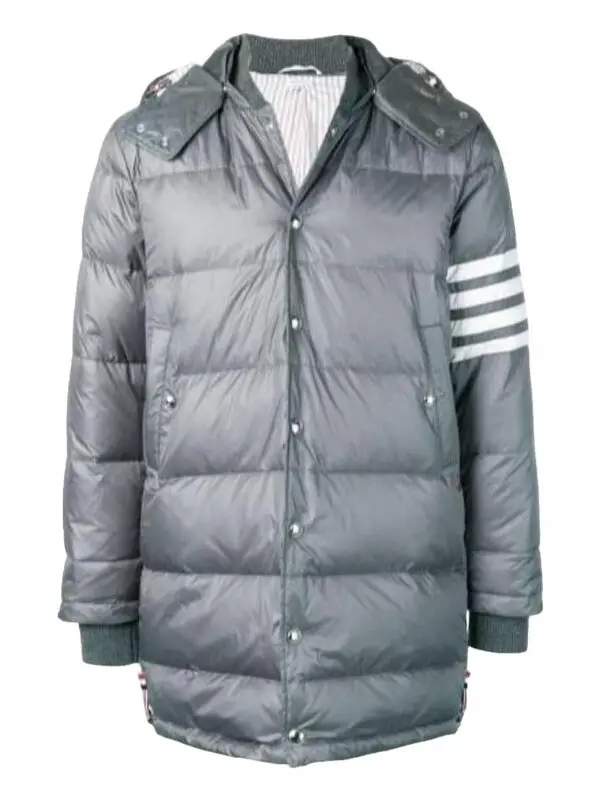 Thom Browne Striped Padded Hooded Jacket - Medium Gray