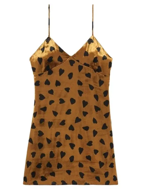 Saint Laurent Sleeveless V-neck Printed Dress - Yellow