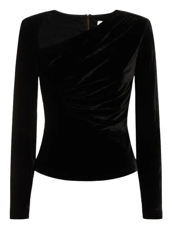 Roland Mouret Asymmetrical Neckline Long Sleeve Top - Black