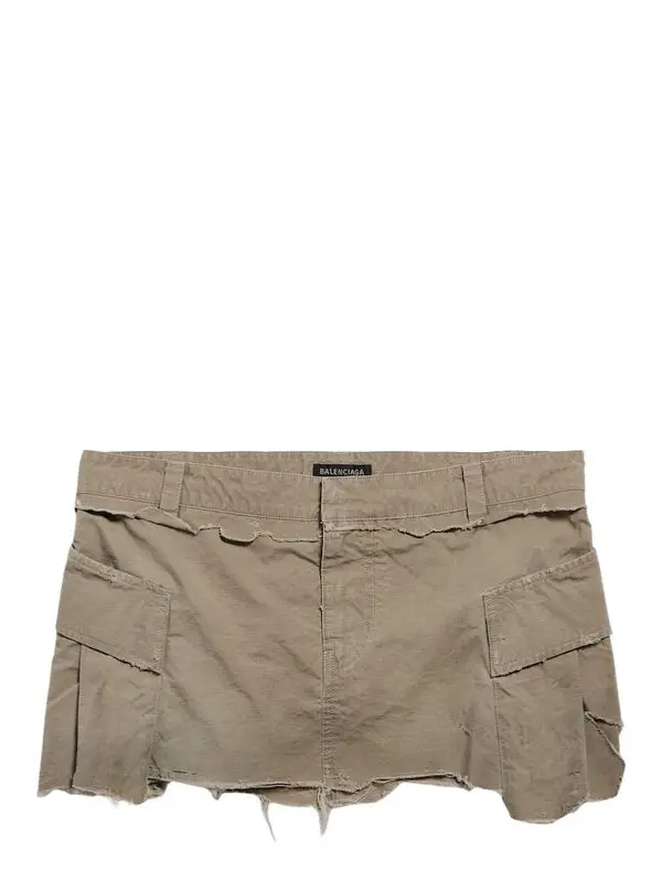 Balenciaga Distressed Cargo Mini Skirt - Dark Beige