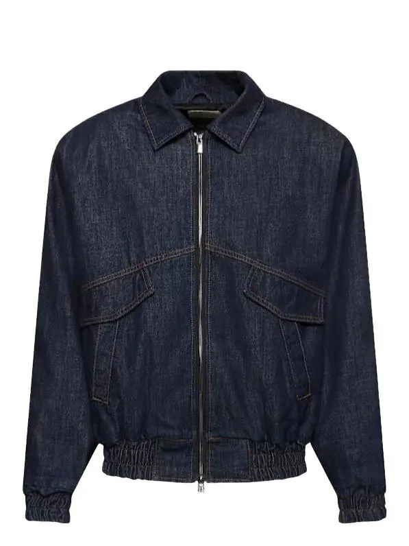 Magda Butrym Lapel Long-sleeved Denim Coat - Black