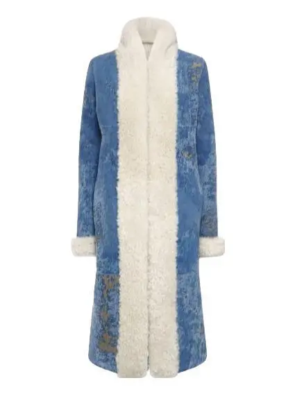 Dolce & Gabbana Long-sleeved Mid-length Shearling Coat - Blue