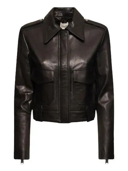 Khaite Zipper Cuff Leather Jacket - Black