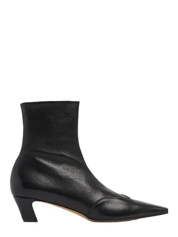 Khaite Square Toe Ankle Boots With Side Zip - Black