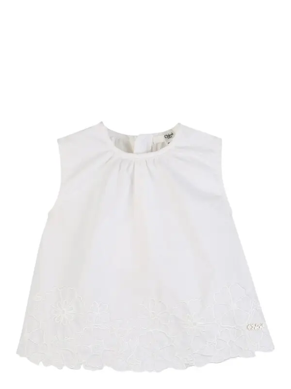 Chloé Floral Appliqué Sleeveless Top - White