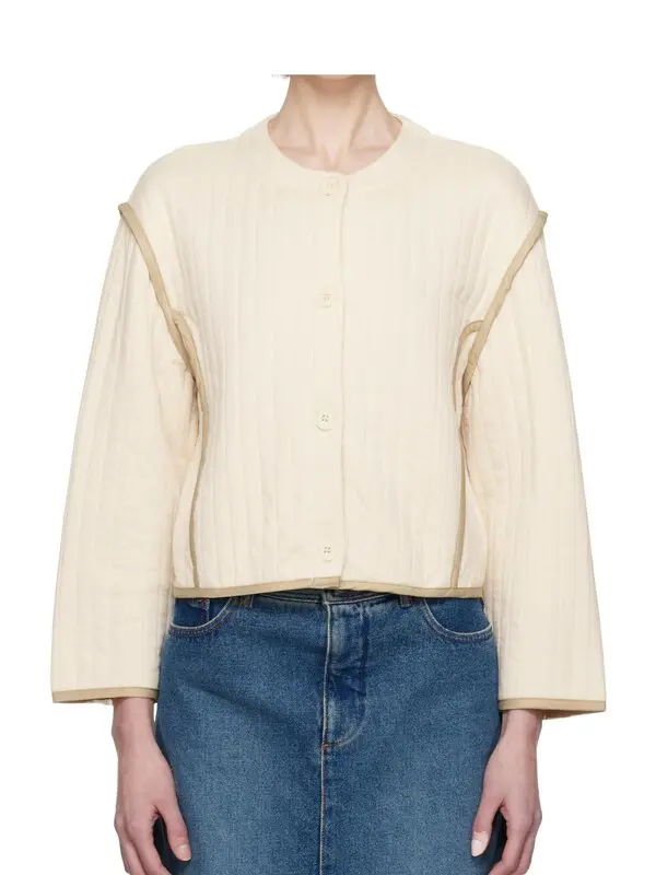 A.p.c. Quilted Jersey Jacket With Contrast Trim - Off-white
